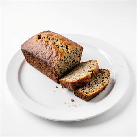 Banana Bread On White Plate With White Background From Angled View With Nothing Else No Knives