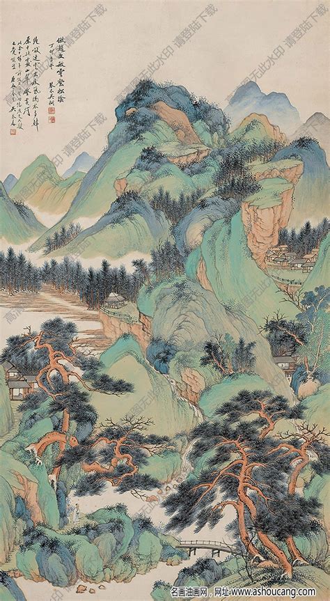 吴琴木国画 云壑松荫 高清大图下载 名画油画网