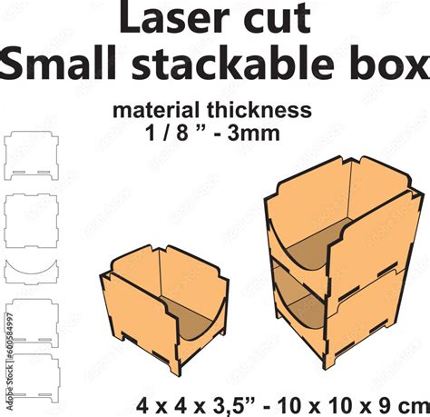 Small Stackable Box Design Laser Cut Template Diy Crafts Stock Vector