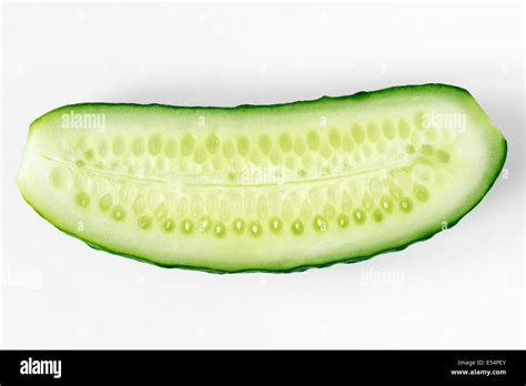Fresh Ripe Half Cucumber Cut On White Background Stock Photo Alamy