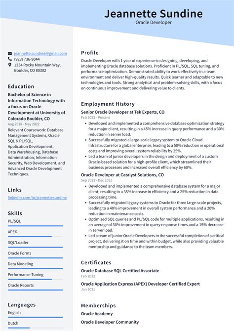 Top 17 Oracle Developer Resume Objective Examples
