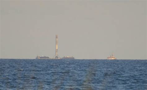 Recovered Spacex Falcon 9 Booster Headed Back To Port