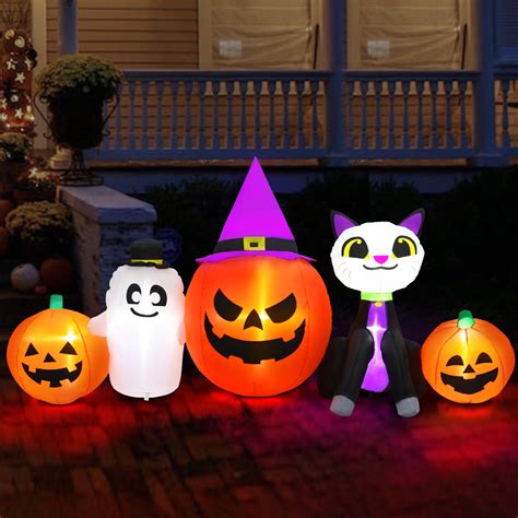 Firstness 8ft Length Halloween Inflatable Cat Pumpkins Ghost