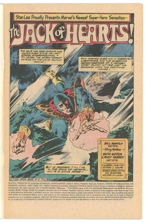 Marvel Premiere 44 Nm 9 4 Bronze Age Marvel 1978 Jack Of Hearts Comic