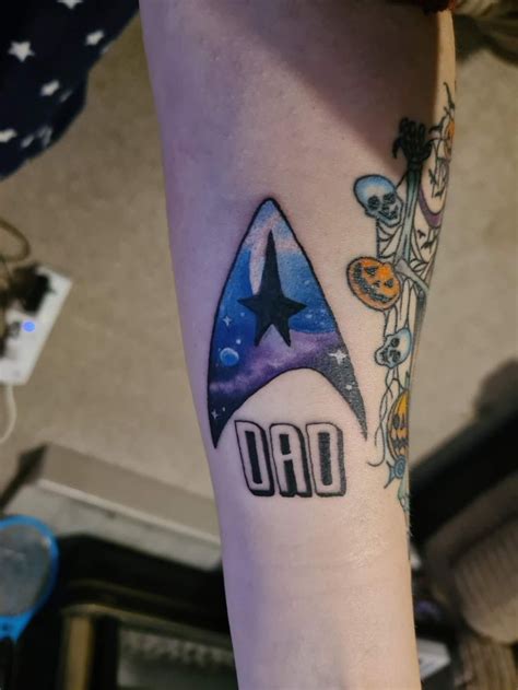 Starfleet Emblem With Galaxy Star Trek Tattoo Star Tattoos Tattoos