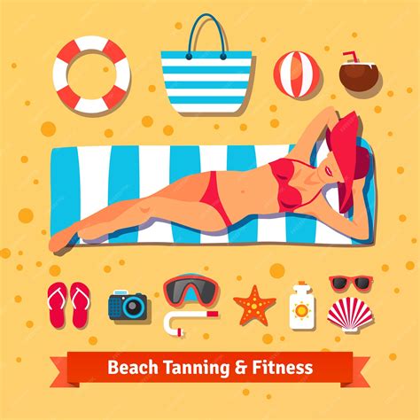 Free Vector Pretty Woman Tanning On The Beach Sea Vacation