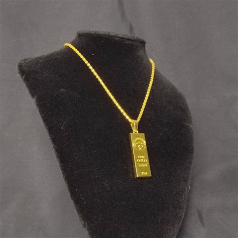 【未使用】ネックレス メンズ レディース 金の延べ棒 インゴット ネックレス 金 18k Gold Plated 18k 金 鍍金 157の
