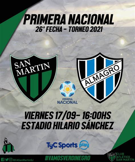Ver En Vivo San Martín San Juan Vs Almagro Por La Fecha 26 De La