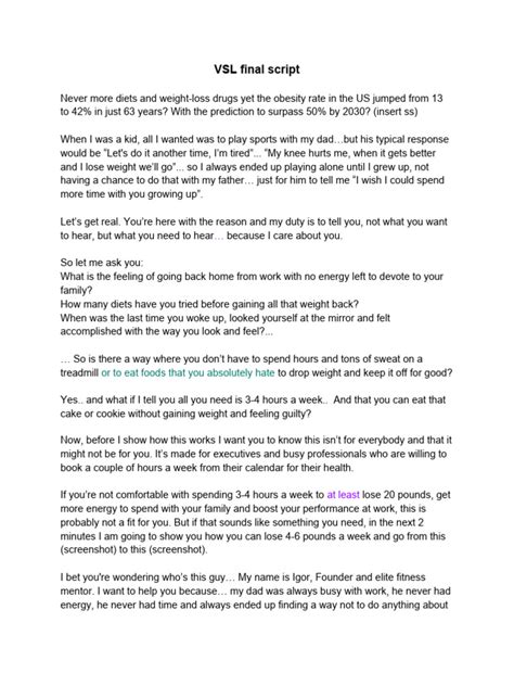 Vsl Final Script Pdf Career And Growth Self Improvement