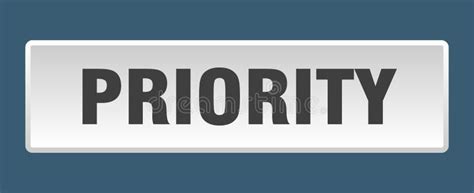 Priority Button Priority Square Isolated Push Button Stock Vector