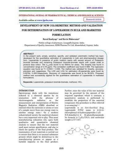Development Of New Colorimetric Method And Validation For Ijpcbs