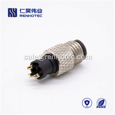 M8 Connector 3pin Male Straight Lnjection Molding Connector Solder Cup