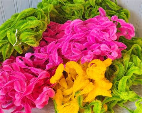 10 Yards Vintage Bumpy Chenille Choice Or Mix Of Pink Green Yellow Etsy