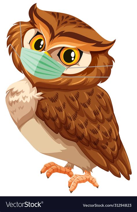 Owl Cartoon Character Wearing Mask Royalty Free Vector Image
