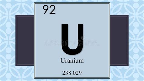 Uranium Chemical Element Symbol On Abstract Shape Blue Background Stock