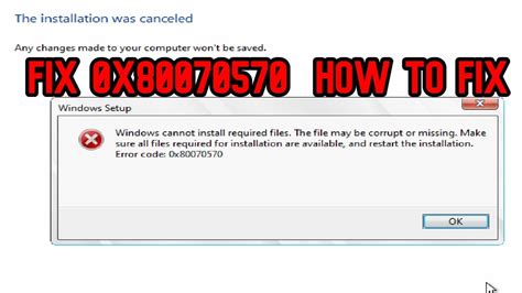 Fixed Windows Cannot Install Required Files Corrupt Or Missing Fix