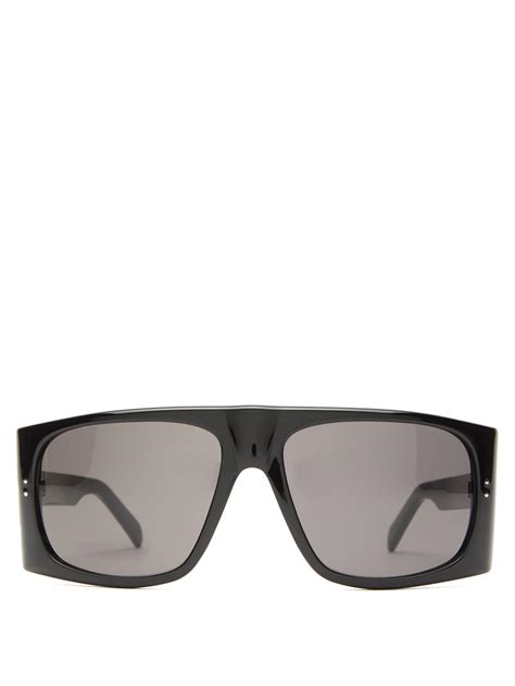Celine Curved Flat Top Rectangular Acetate Sunglasses In Black Lyst