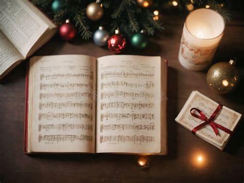An Open Book With Music Notes And A Candle Generative AI Stock