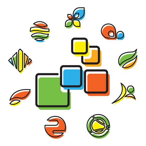 Conjunto De Iconos De Logotipo Abstracto Vector Premium