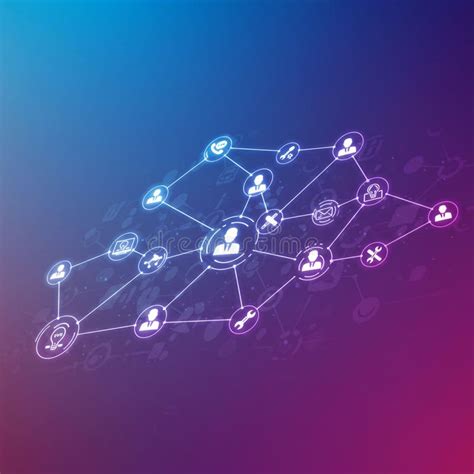 Abstract Network Diagram Featuring Interconnected Nodes with Icons Representing Stock ...