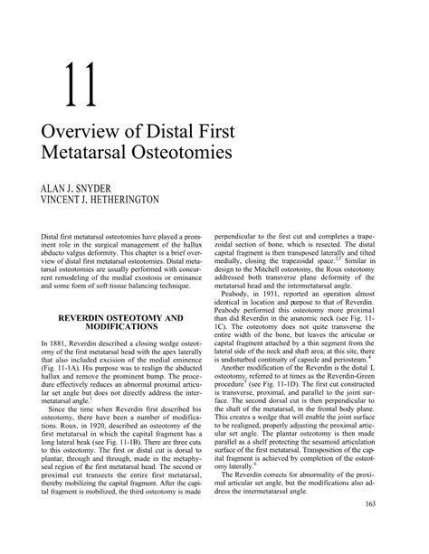 Overview Of Distal First Metatarsal Osteotomies 165 Docslib