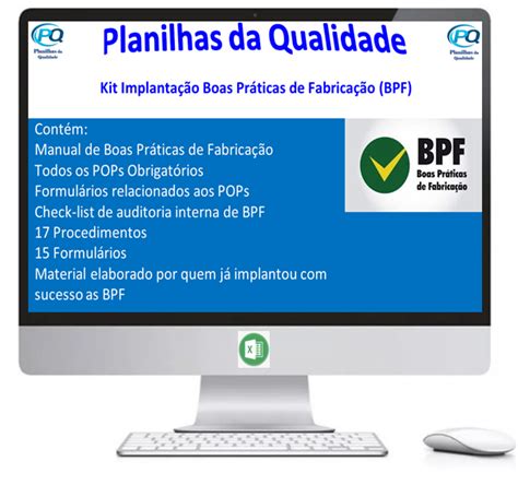Kit Implantação Boas Práticas De Fabricação Bpf Planilhas Da Qu