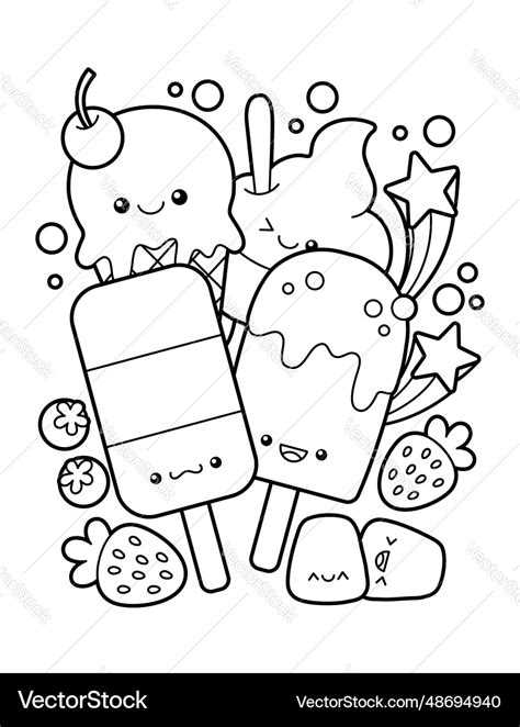 Kawaii Cute Ice Cream Coloring Pages