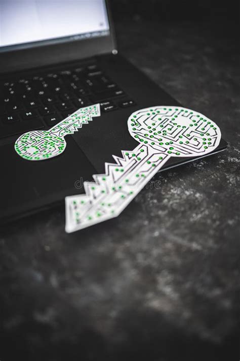 big and small encryption key icons made of circuits and led lights on