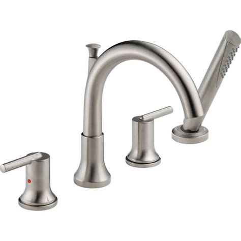 Delta Trinsic 2 Handle Deck Mount Roman Tub Faucet With Hand Shower