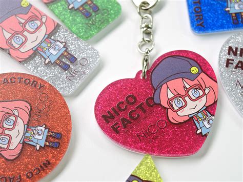 キラキララメアクリルキーホルダー 6種アクリルグッズ｜オリジナルグッズ製作 Nico Factory