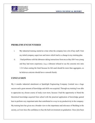 SIWES TECHNICAL REPORT SAMPLE PDF
