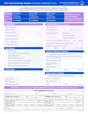 Fillable Online Semen Analysis Request Form Queensland Fertility Group Fax Email Print PdfFiller