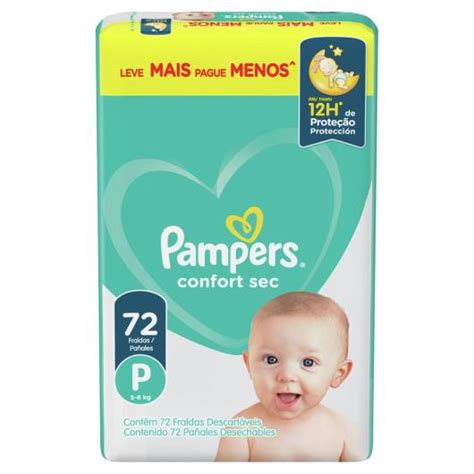 Fralda Descartável Infantil Pampers Confort Sec P Pacote 72 Unidades