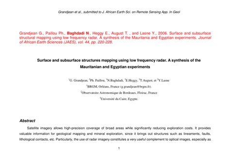 Pdf Surface And Subsurface Structural Mapping Using Low Frequency Radar A Synthesis Of The