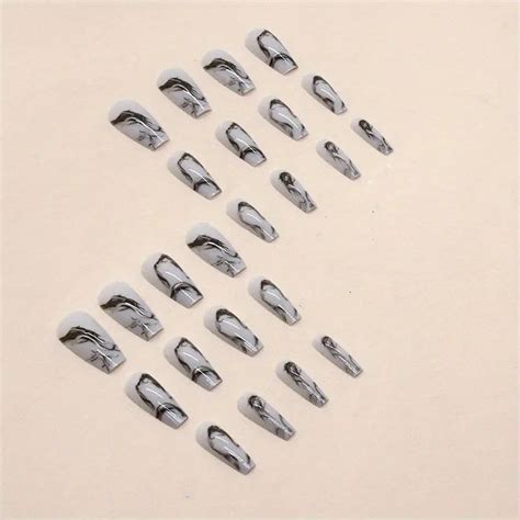 Glossy Black Gradient Press Nails Design Long Temu United Kingdom
