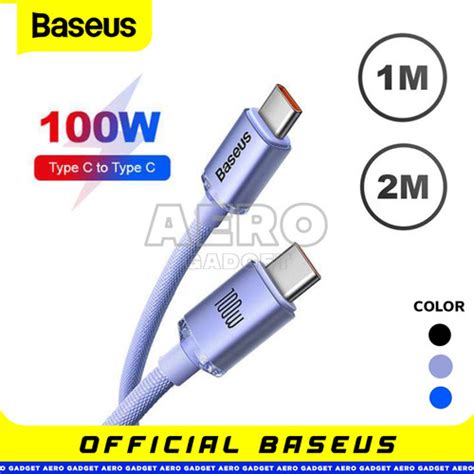 Promo BASEUS Kabel Data Type C To Type C Crystal Charger Fast Charging W Biru M Jakarta
