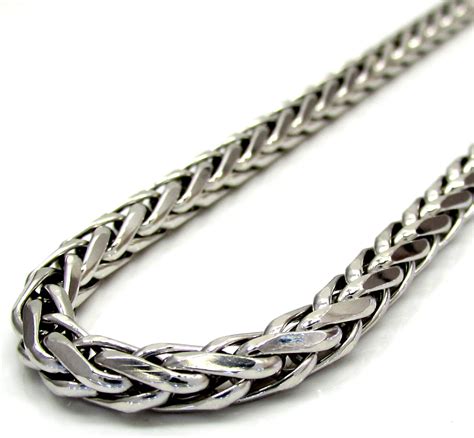 Buy 14k White Gold Large Hollow Wheat Franco Chain 28 30 Inch 45mm
