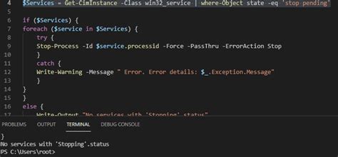 kill a windows service that is stuck on stopping windows os hub