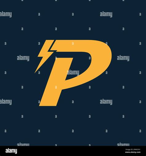 Logo Lettre P Avec Motif Vectoriel Lightning Thunder Bolt Illustration