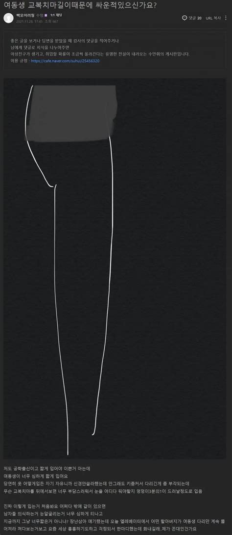 여동생 교복똥꼬치마 때문에 싸운 오빠  새글 엠봉