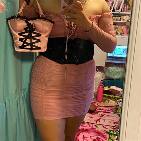 Fashion Nova Blush Rose Pink Ruffle Bodycon Mini Depop