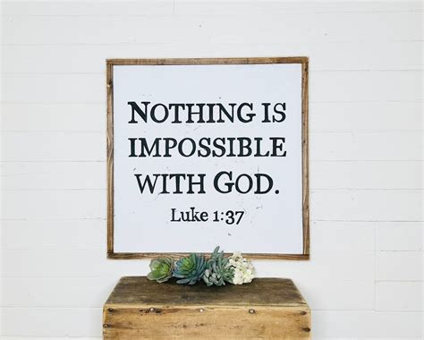 Nothing Is Impossible With God Luke 1 37 Bible Verse Wall Art