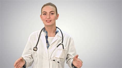 Smiling Beautiful Woman In Lab Coat Talking Stock Footage Sbv 313878669