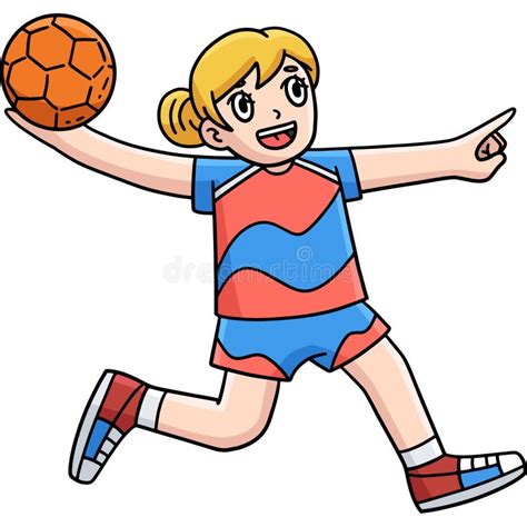 Female Handball Player Ready To Pass Ball Clipart Stock Illustration