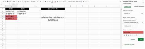 Affichage Cellules Non Surlign Es