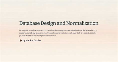 Database Design And Normalization