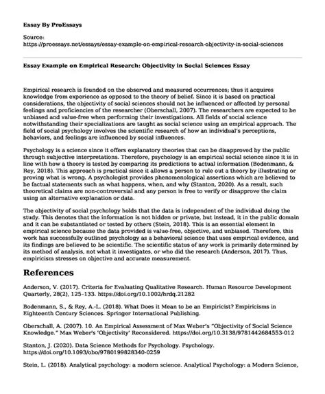 📌 Essay Example On Empirical Research Objectivity In Social Sciences