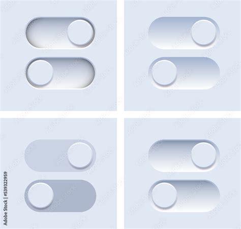On Off Toggle Switch Buttons Vector Gray Tumblers Slider Buttons Different Styles Realism