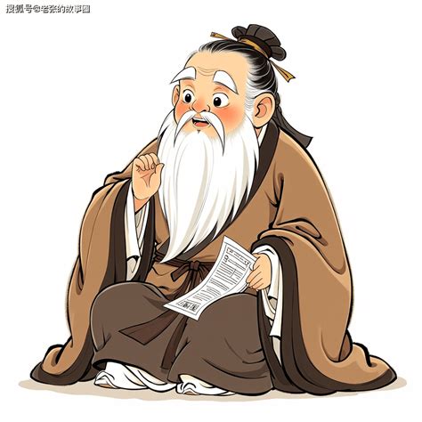 卡通漫画孔夫子，可可爱爱，中国古代绘画，治愈解压