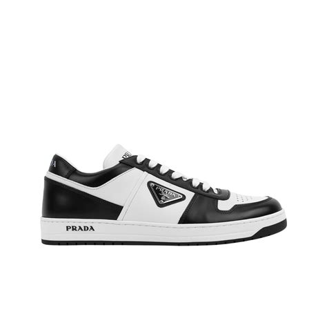프라다 다운타운 레더 스니커즈 화이트 블랙 Prada Kream